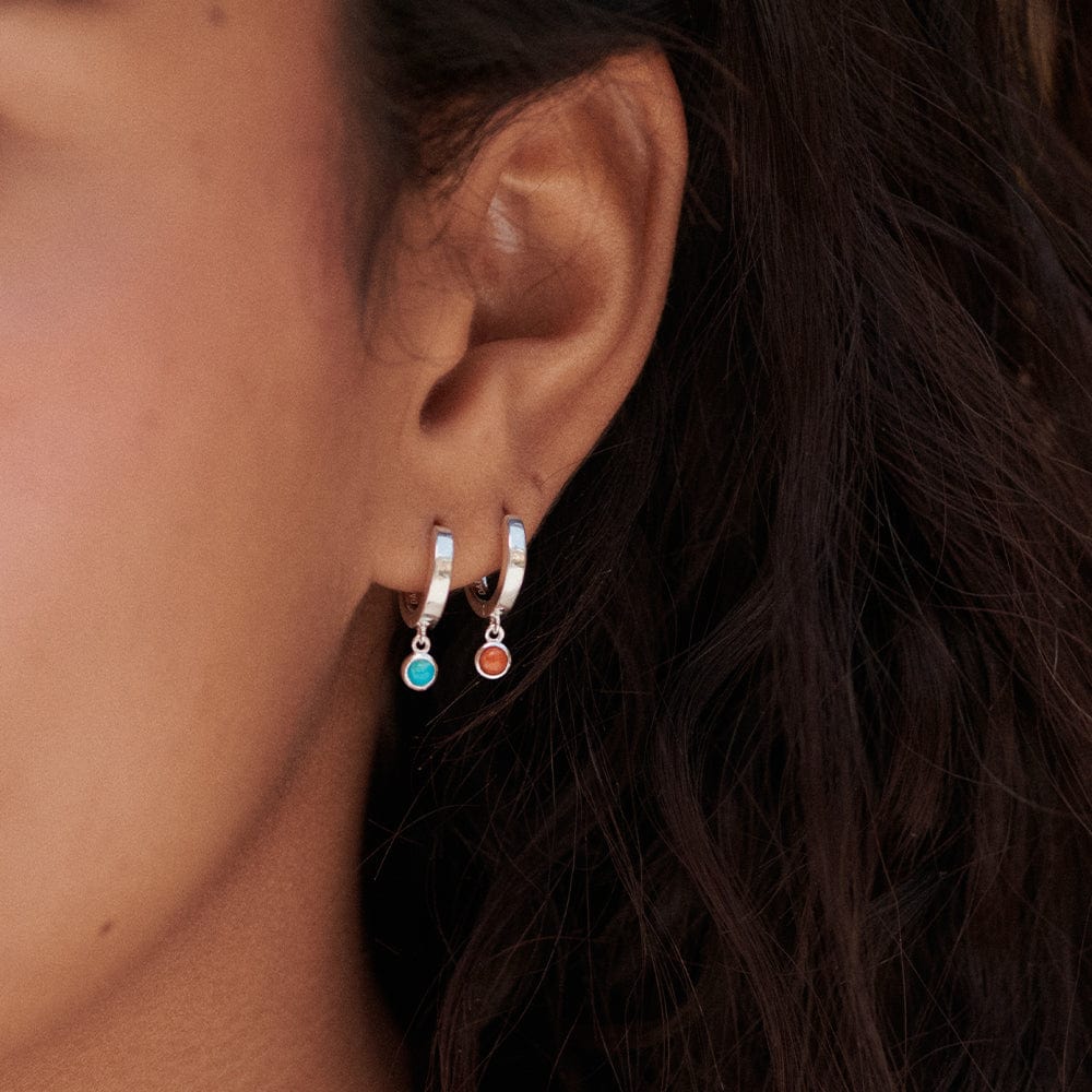 Turquoise Healing Huggie Hoop Earrings Sterling Silver – Daisy London