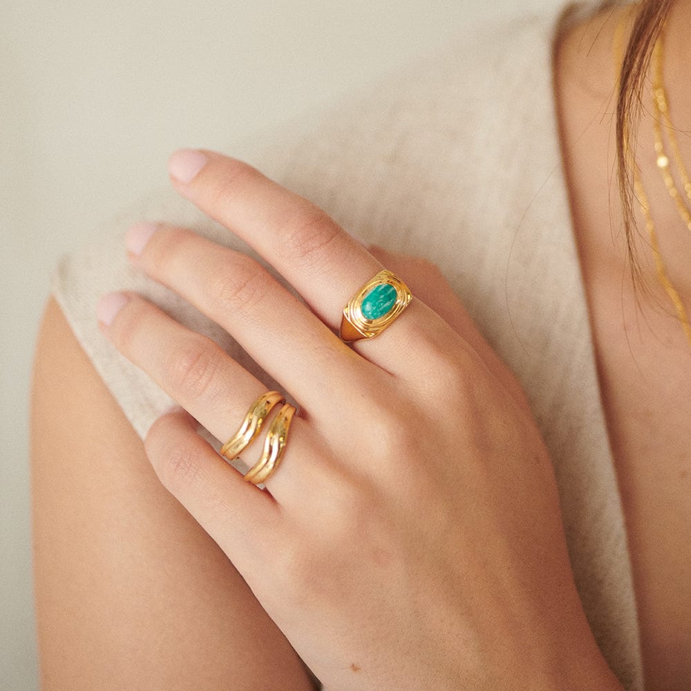 Amazonite Bold Ring 18ct Gold Plate – Daisy London