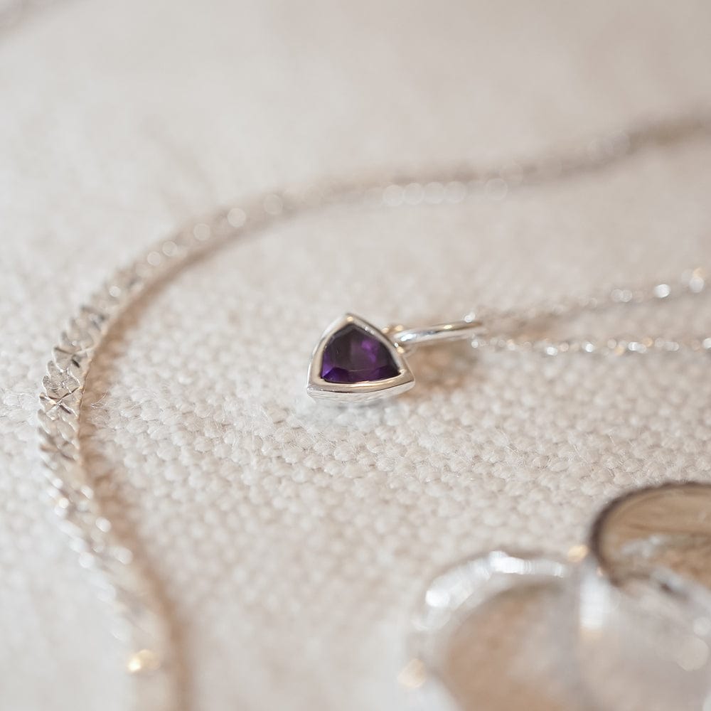 Amethyst February Birthstone Charm Pendant Sterling Silver – Daisy London