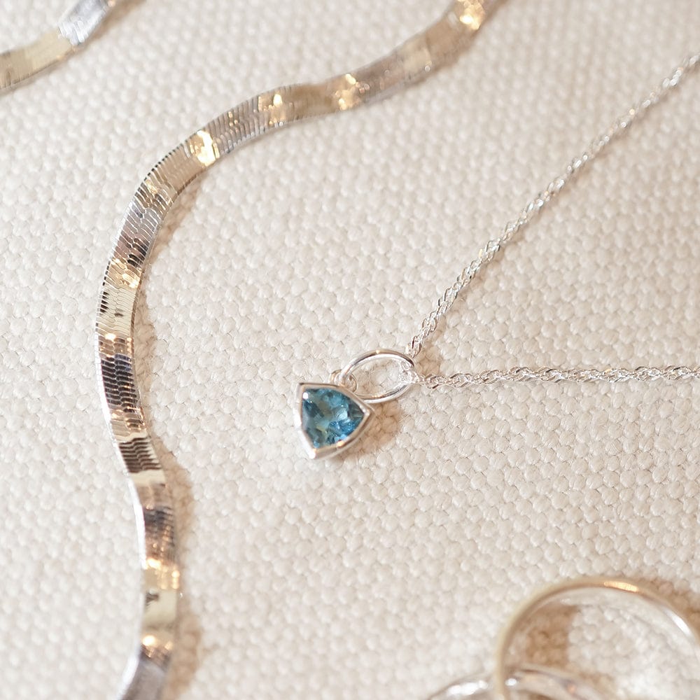 Blue Topaz December Birthstone Charm Necklace Sterling Silver – Daisy ...