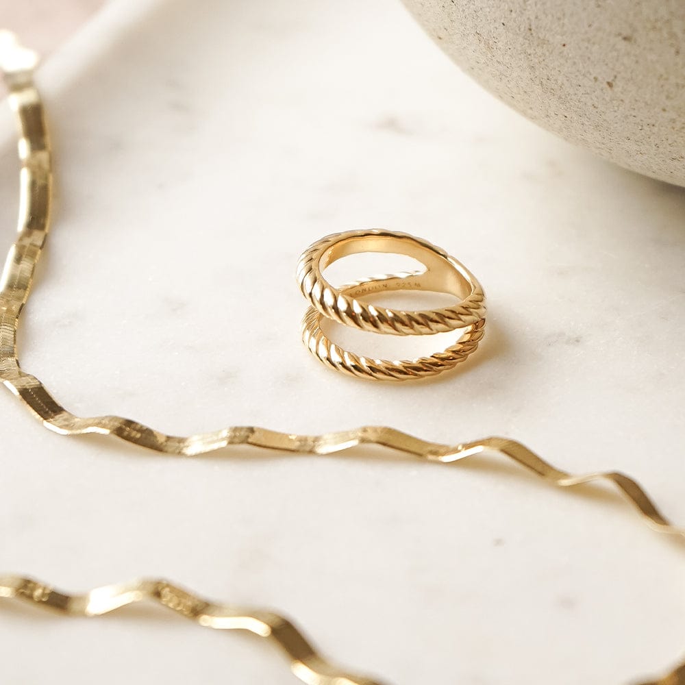 Double Rope Ring 18ct Gold Plate – Daisy London