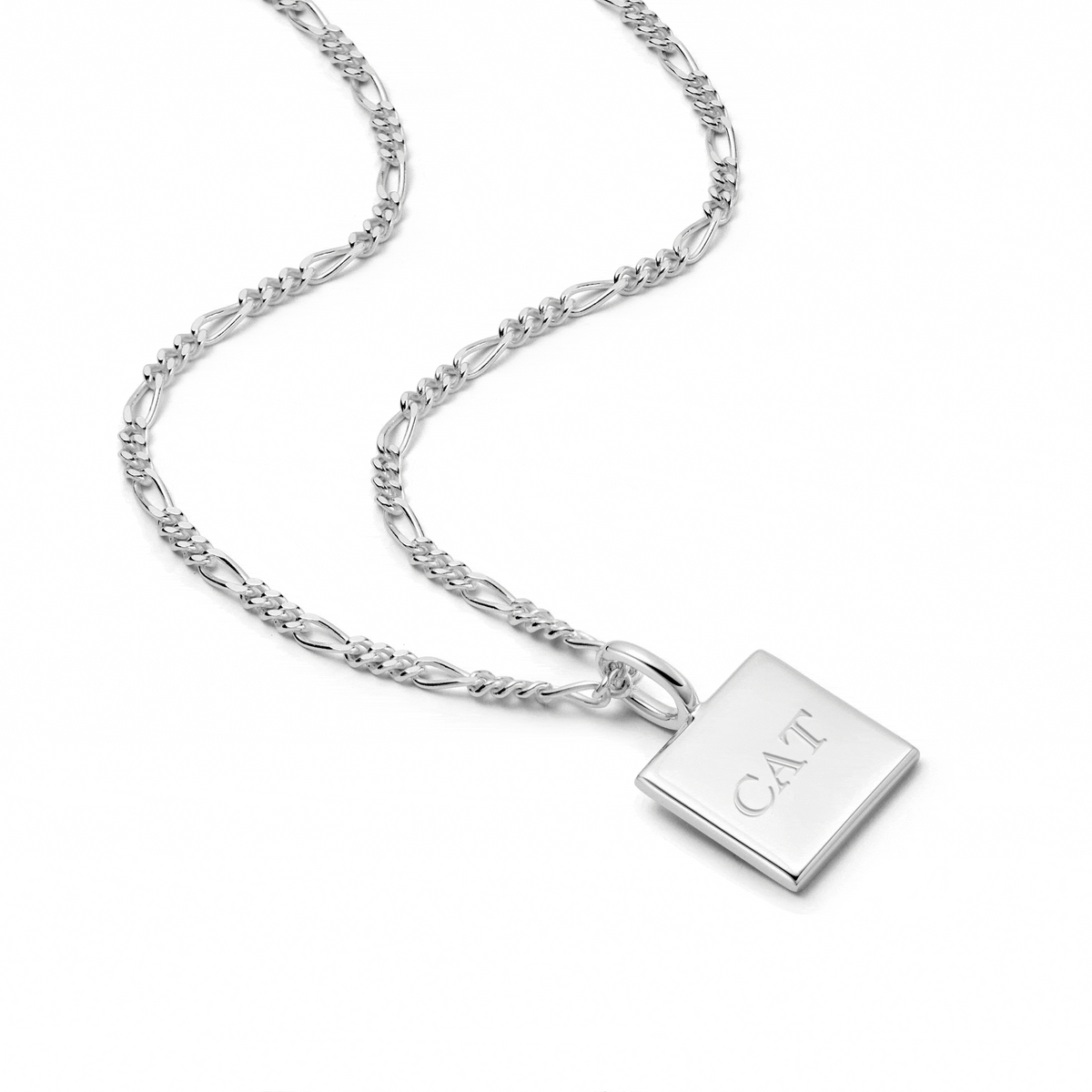 Engravable Square Pendant Necklace Sterling Silver – Daisy London