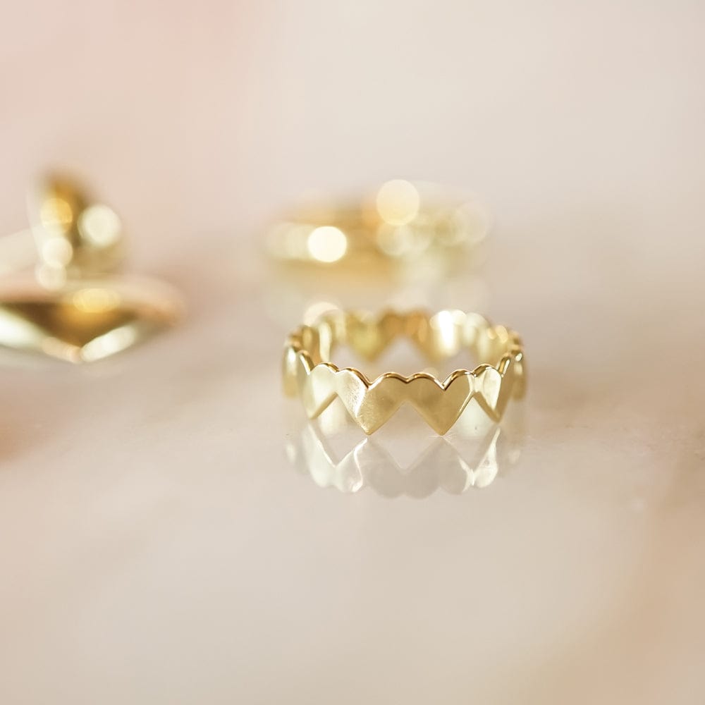 Heart Crown Band Ring 18ct Gold Plate – Daisy London
