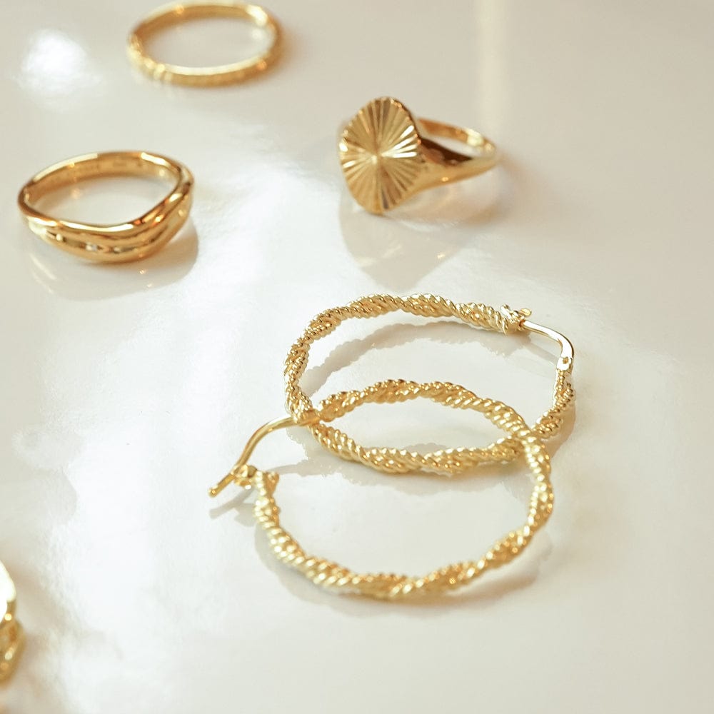 Maxi Rope Twist Hoop Earrings 18ct Gold Plate – Daisy London