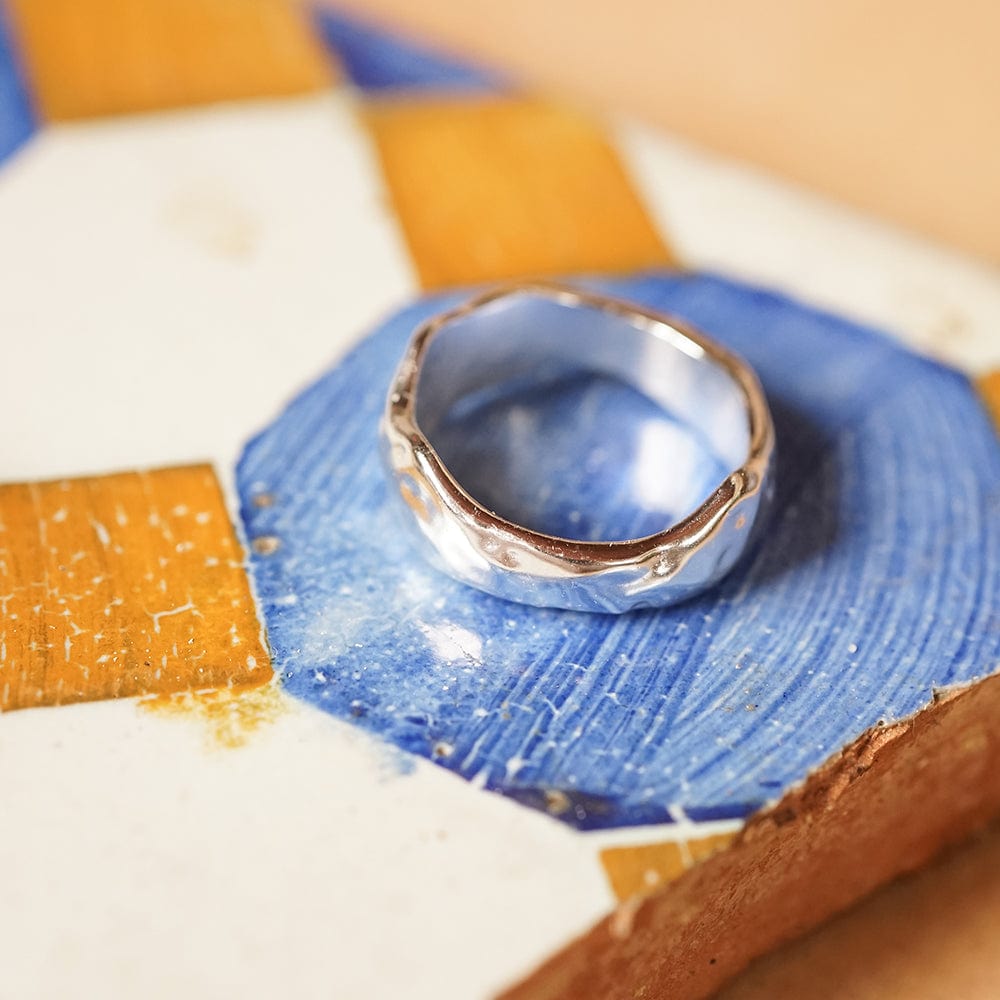 Organic Chunky Band Ring Sterling Silver – Daisy London