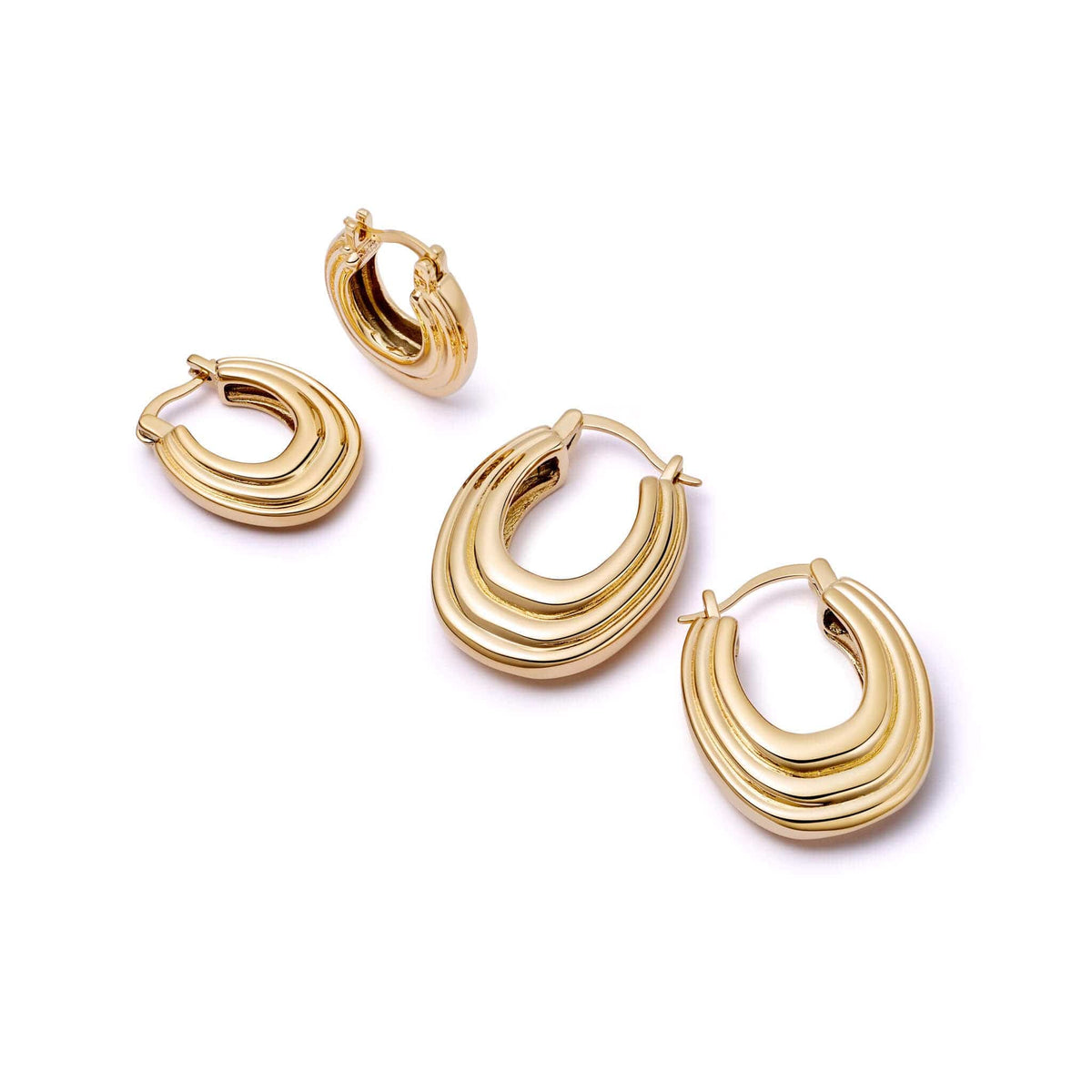 Polly Sayer Ridge Hoop Earring Stack 18ct Gold Plate – Daisy London