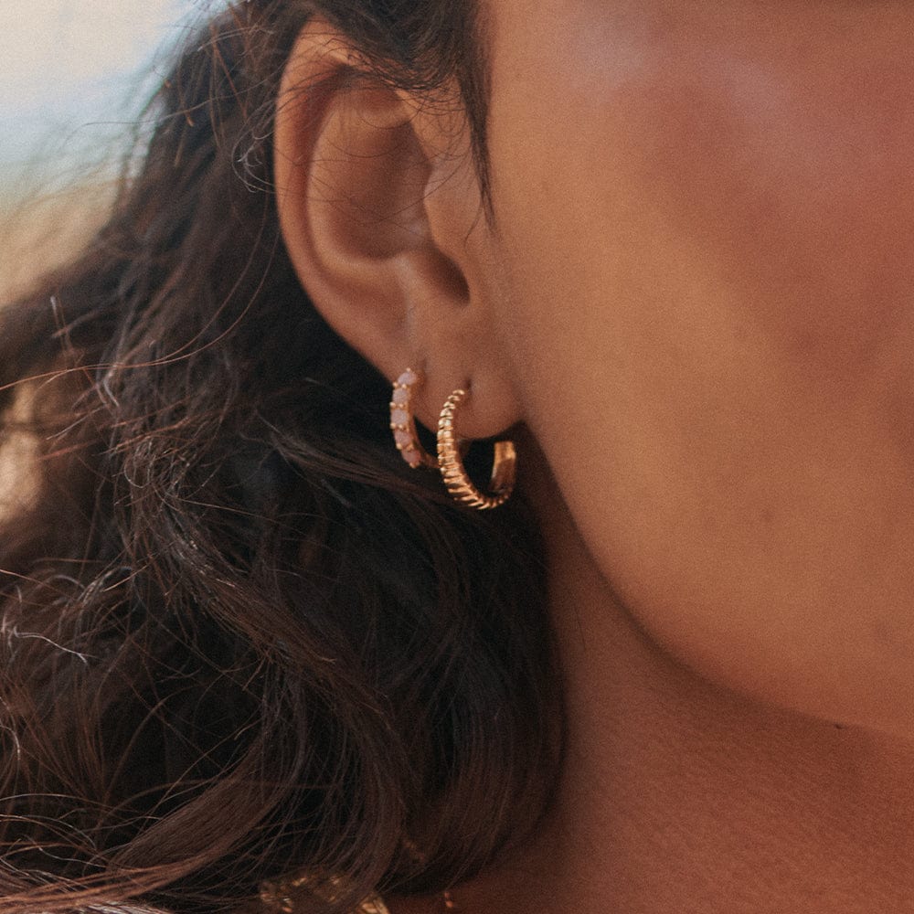 Ridged Hoop Earrings 18ct Gold Plate – Daisy London