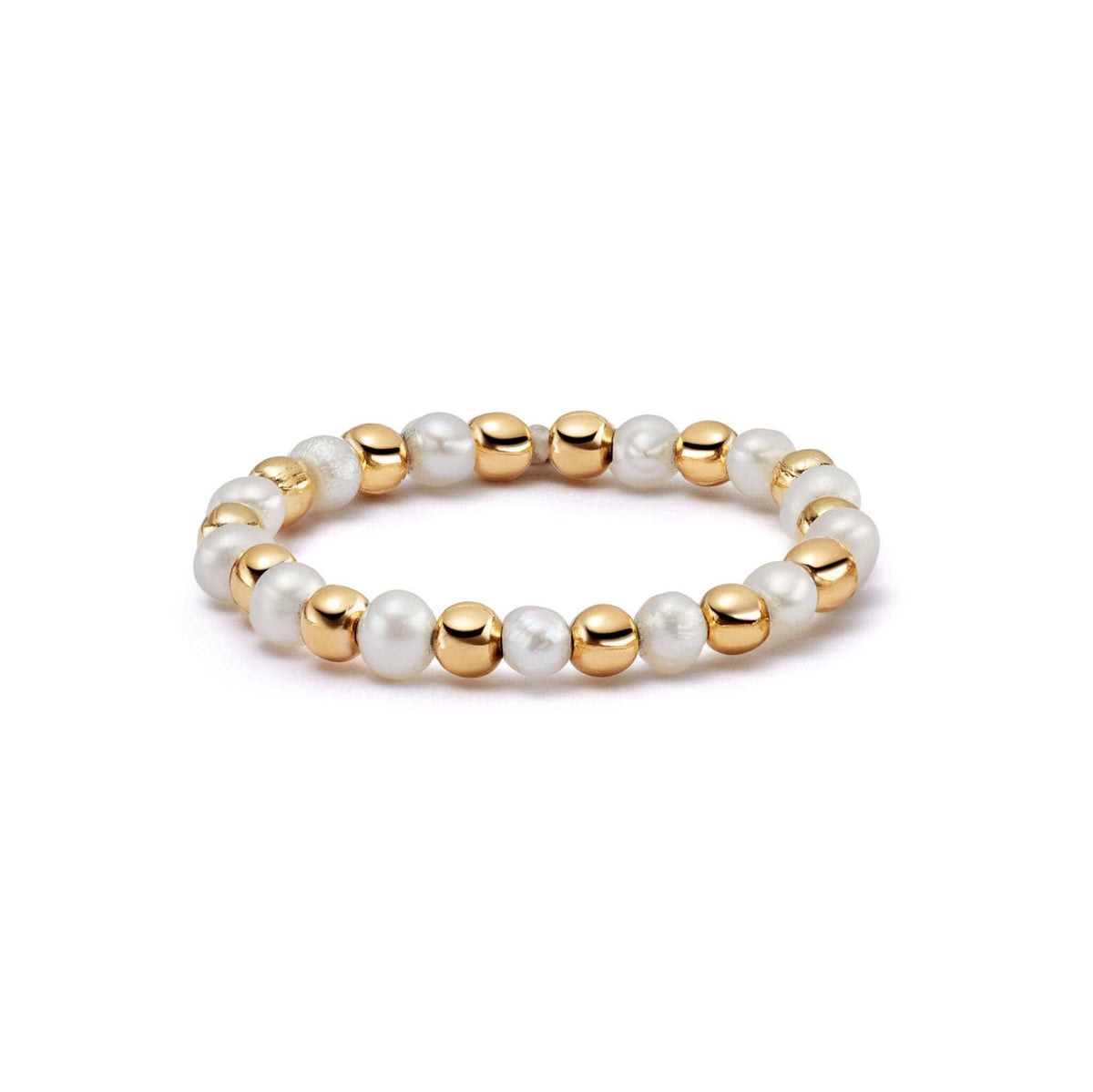 Shrimps Pearl Beaded Ring 18ct Gold Plate – Daisy London