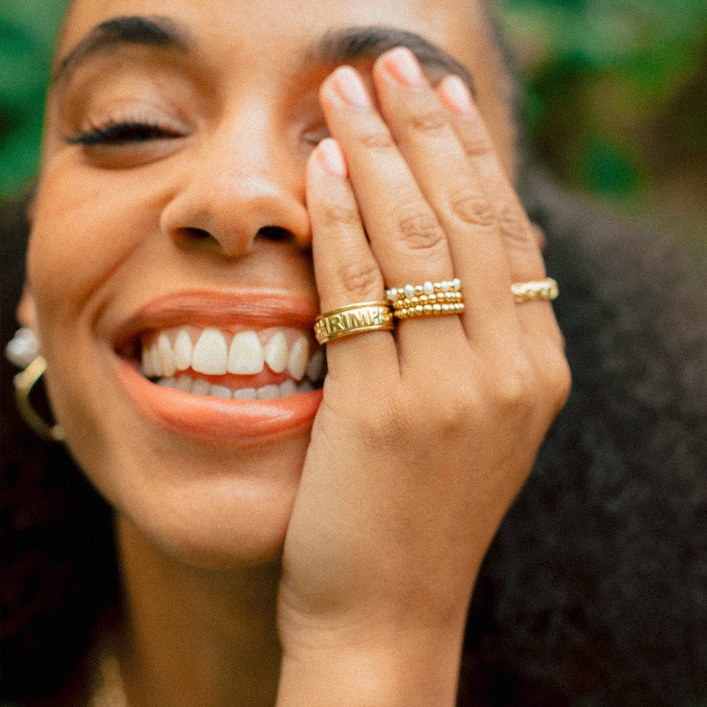 Shrimps Pearl Beaded Ring 18ct Gold Plate – Daisy London