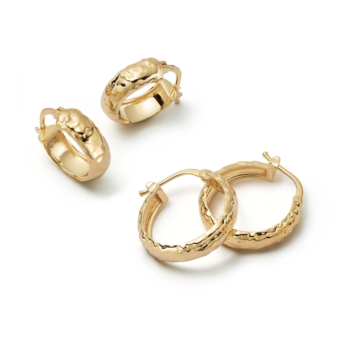 Textured Hoop Earring Stack 18ct Gold Plate – Daisy London