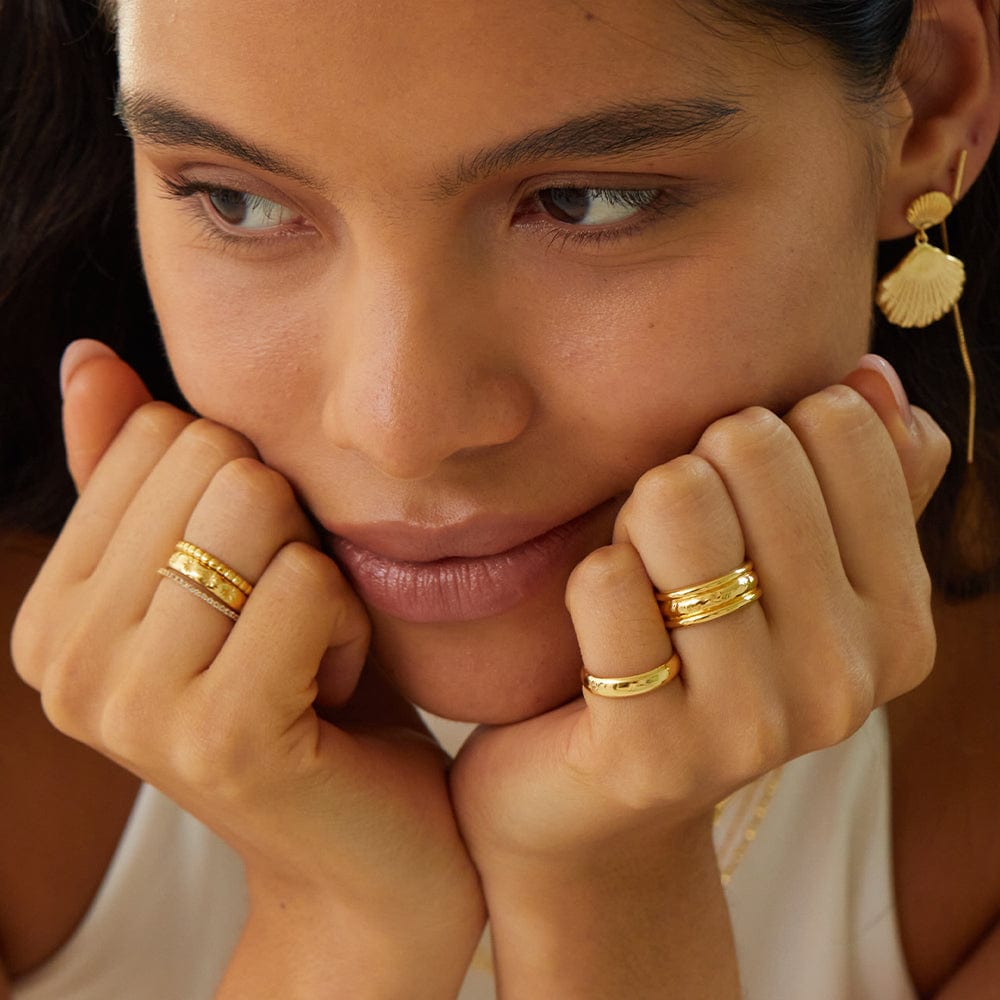 Dainty Crystal Stacking Ring 18ct Gold Plate – Daisy London