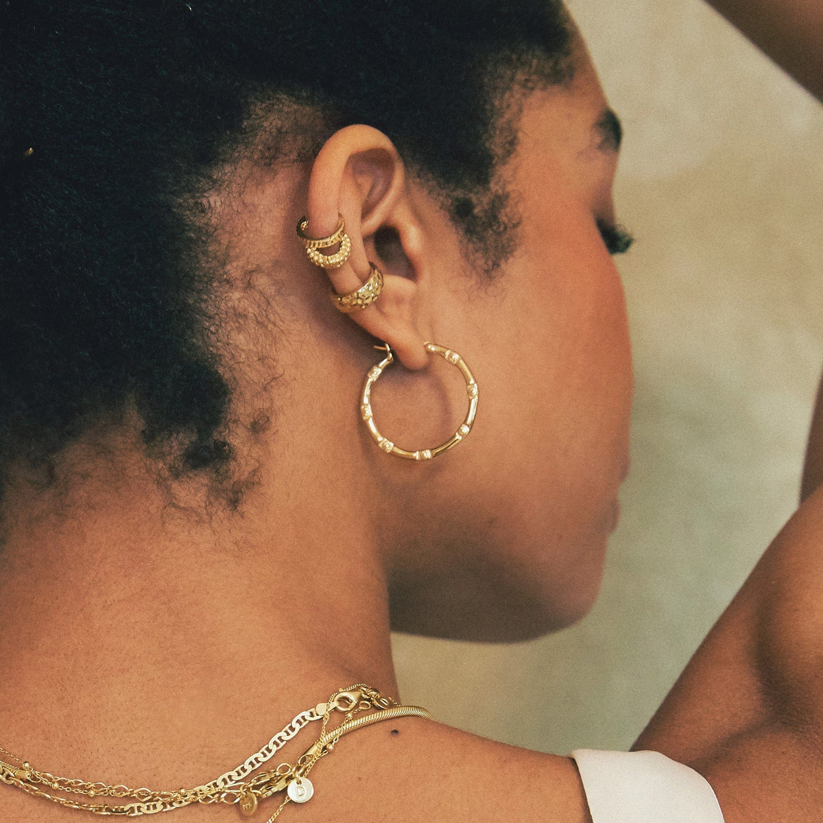 Bold Honeycomb Ear Cuff 18ct Gold Plate – Daisy London